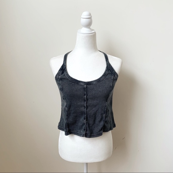Ecote | Tops | Ecot Gray Ribbed Open Back Crop Top | Poshmark